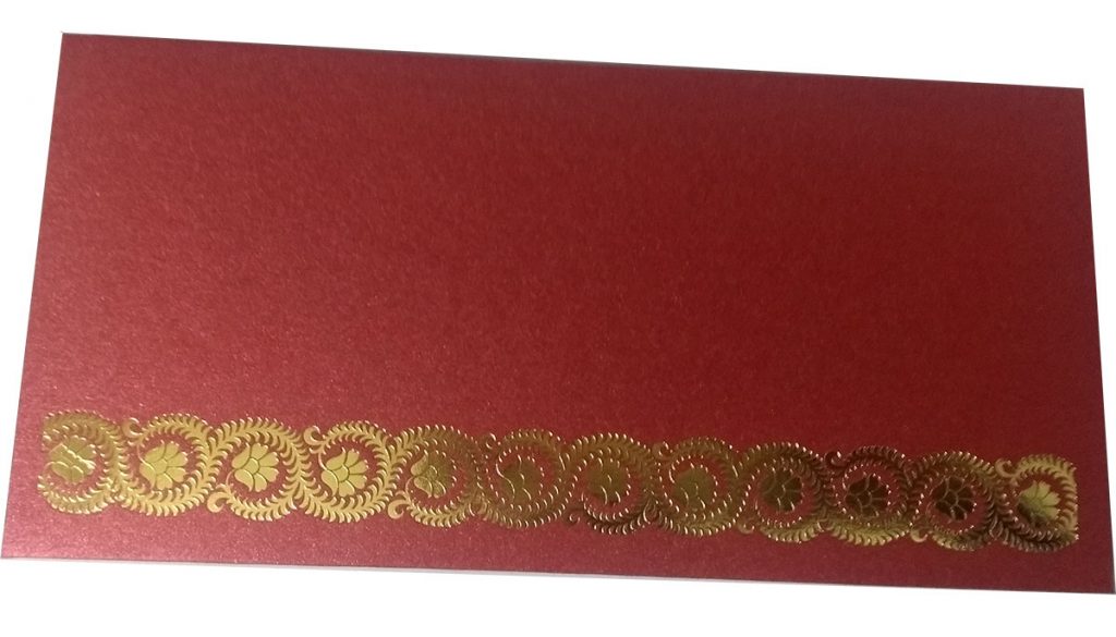 Brick Red Envelope Hot Foil Flower Border - Lotus Card Studio