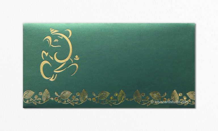 Floral Indian Shagun Envelope in Green - Lotus Card Studio