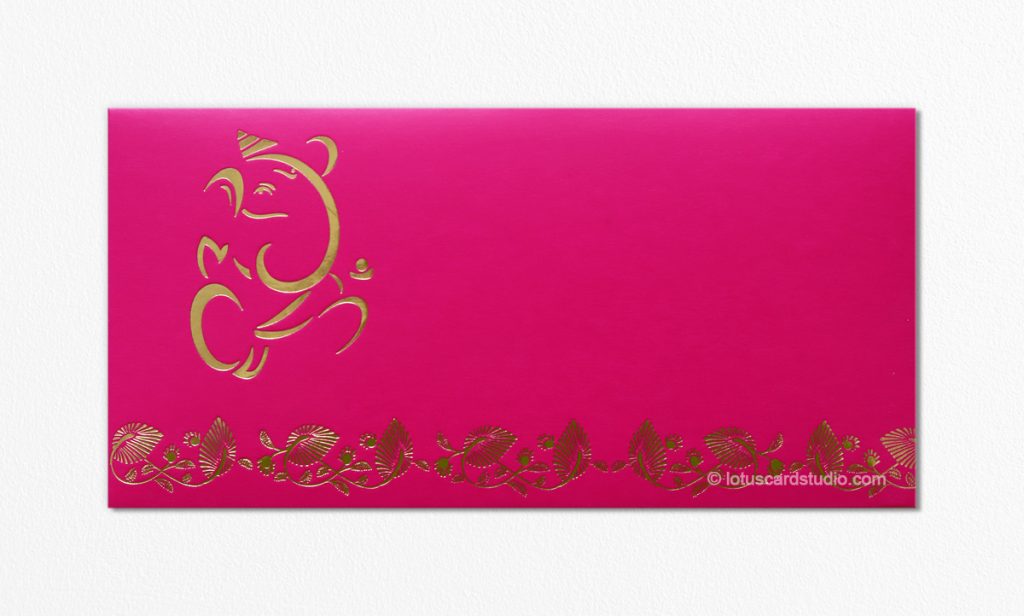 Floral Indian Shagun Envelope in Mexican Pink - Lotus Card Studio