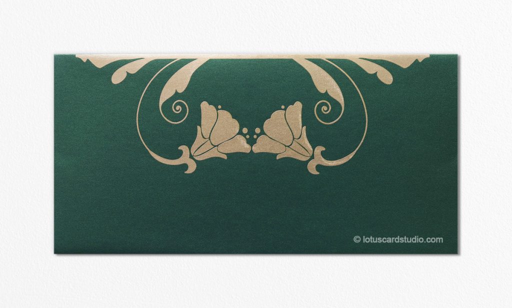 Ornate Scroll Design Shagun Money Envelope in Emerald Green - Lotus ...