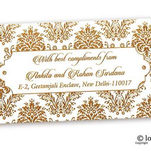 Golden Designer Floral Gift Tag on Ivory - Lotus Card Studio