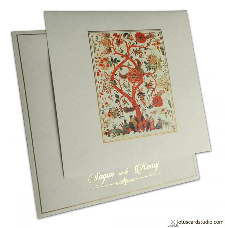 Deep Red Wedding Invitation Card - Lotus Card Studio