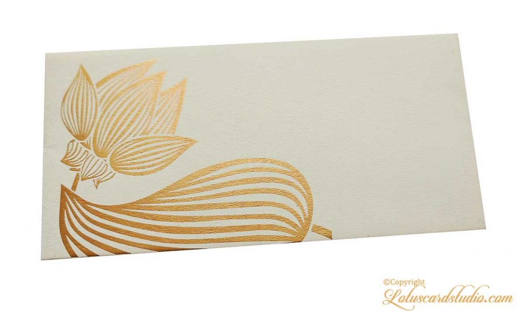Golden Lotus Flower Money Gift Envelope in Ivory - Lotus Card Studio