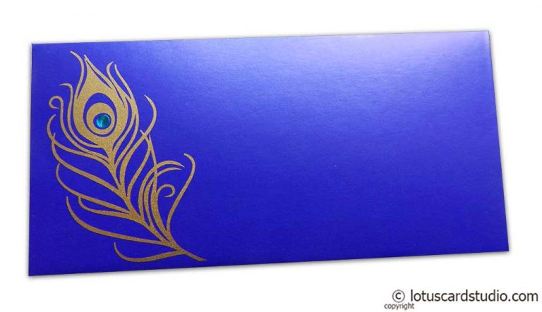 Mor Pankh Shagun Envelope in Imperial Blue - Lotus Card Studio