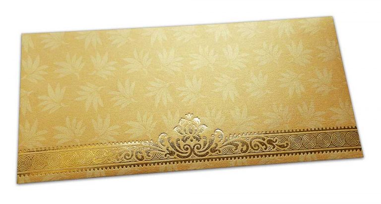 Golden Money Envelope with Flowers and Golden Floral Border - Lotus ...