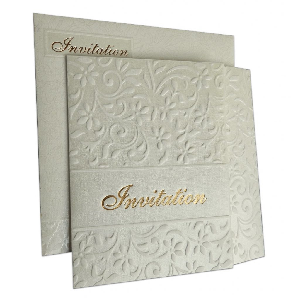 Embossed Floral Wedding Invitation - Lotus Card Studio