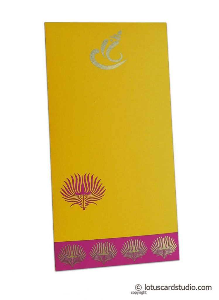 Lotus Theme Shagun Envelope in Yellow - Lotus Card Studio