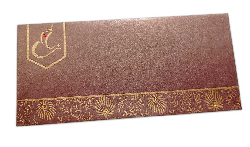 Ganesha Shagun Envelope in Shimmer Brown - Set of 40 Envelopes - Lotus ...