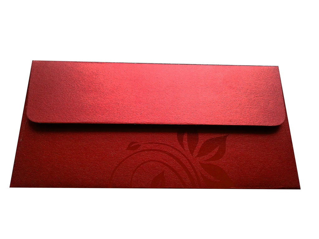 Elegant Designer Envelope in Red with Golden Floral