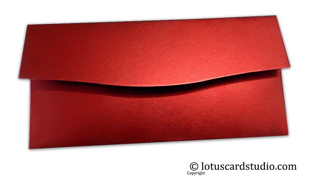 Ganpati and Trees Designer Shagun Envelope in Royal Red