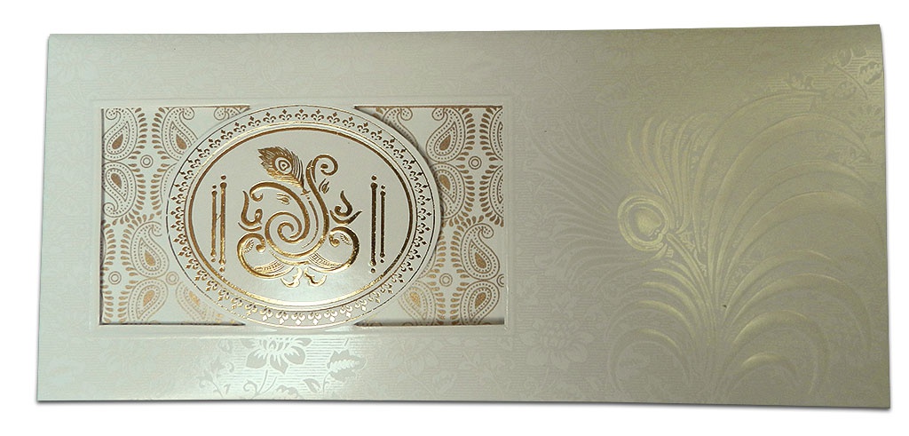 Wedding Invite with Embossed Mor Pankh